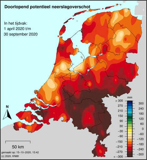 KNMI - Archief doorlopend potentieel neerslagoverschot (gevalideerde data)